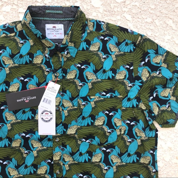 Ditch Plains | Shirts | Ditch Plains Shirt Tropical Parrot Print Button ...